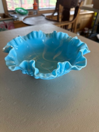 Fenton Blue Milk Glass Bowl