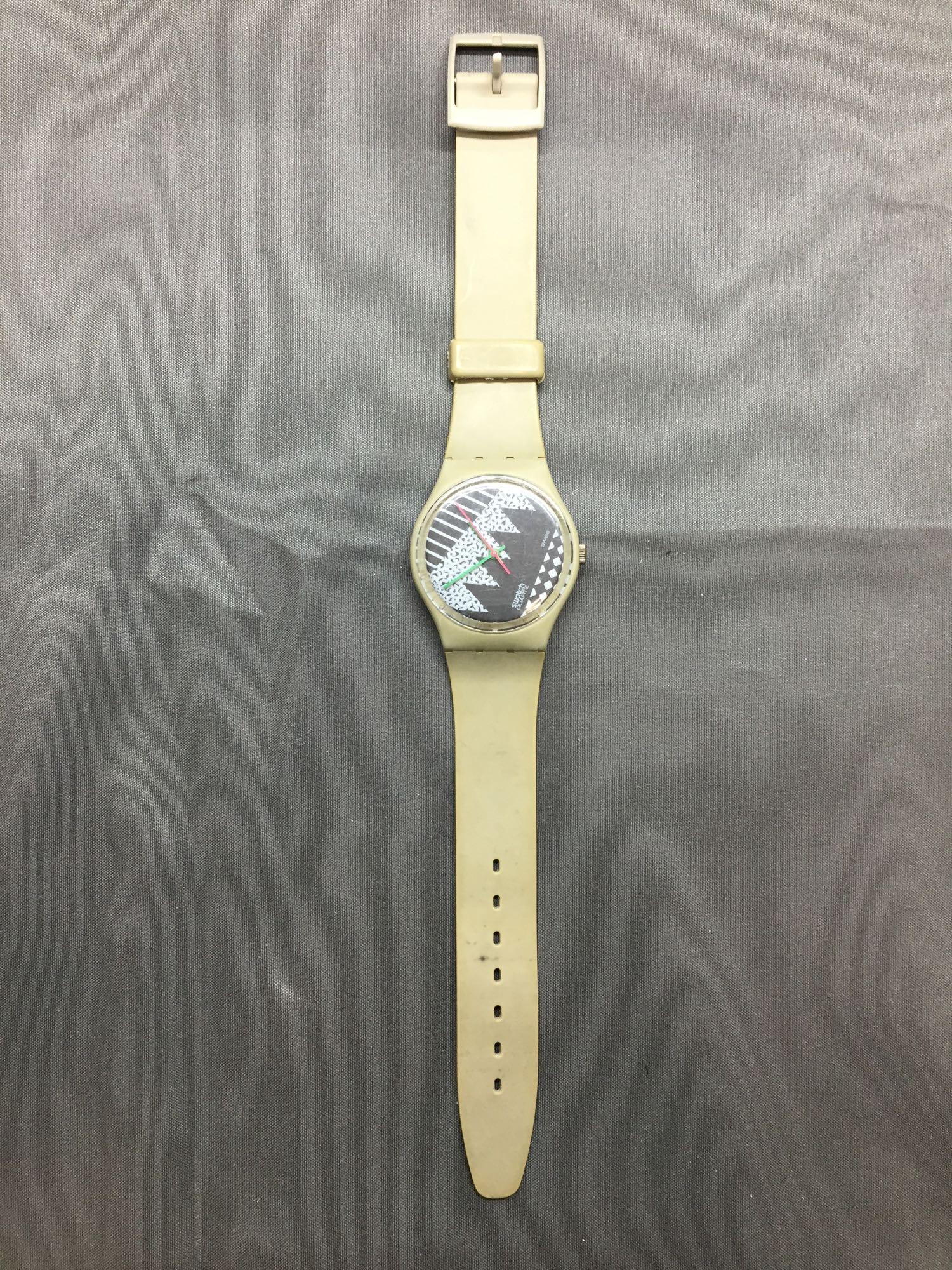 Vintage Swatch Watch Black & White Geometric | Proxibid