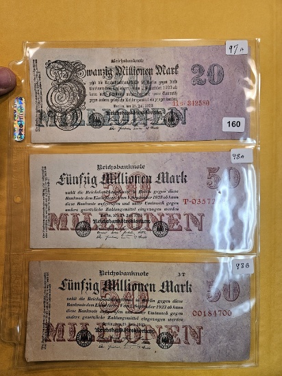 Seven tough German notes from 1923 | Online Auctions | Proxibid