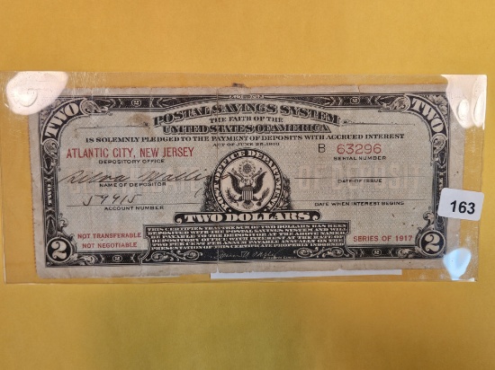 Cool Series of 1917 Postal Savings System Two Dollar Note | Online ...