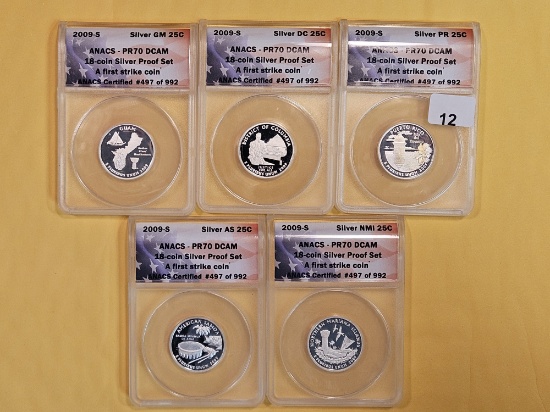 PERFECT! Five ANACS SILVER Quarters in Proof 70 Deep Cameo | Coins ...