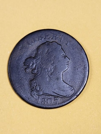 1807 Draped Bust Half-Cent in Fine | Online Auctions | Proxibid