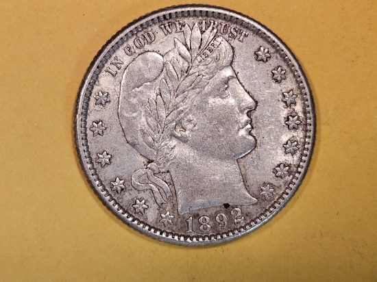 Better Grade! 1892-O Barber Quarter in Bright About Uncirculated - 55 ...