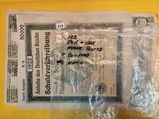 1922 Numbers matching 50K and 100K German marks | Online Auctions ...