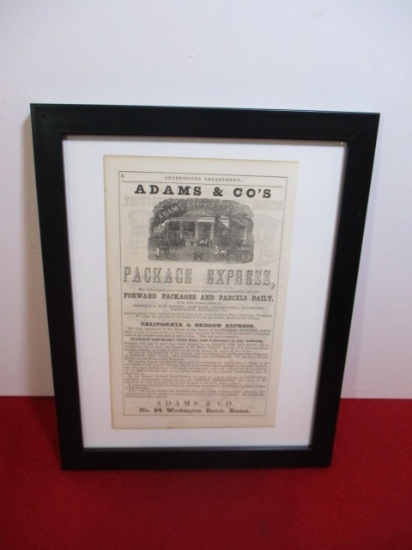 Adams Express Company Framed Early Advertisement | Art, Antiques ...