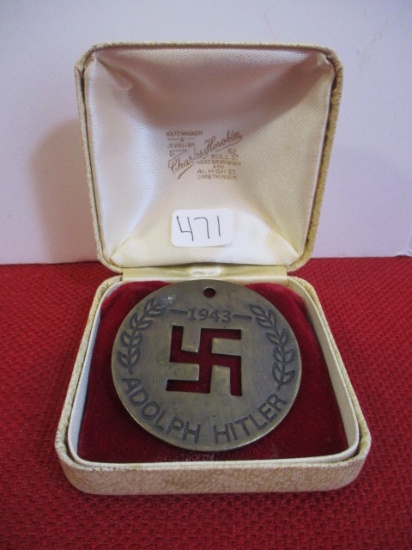 1943 Adolf Hitler Brass Holed Token with Swastika | Coins & Currency ...