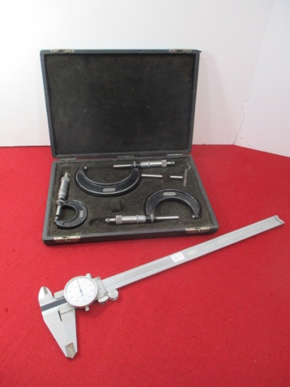 Starrett Micro Meter Set + Bonus Shock Proof Gauge | Online Auctions ...