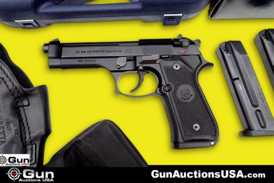 Beretta M9 9MM Semi Auto Pistol. Excellent. 5" Barrel. Shiny Bore, Tight Action Features White ...