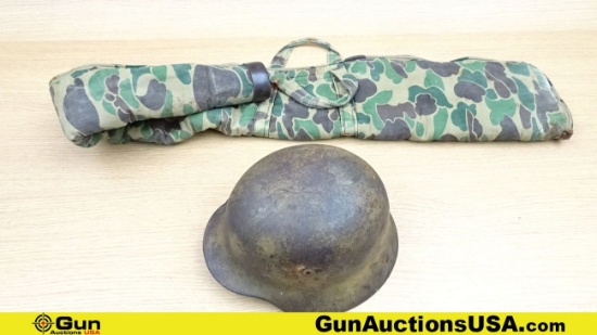 German M40 Helmet, Rifle Case. Good Condition. Lot of 2; 1- Nylon Camo ...
