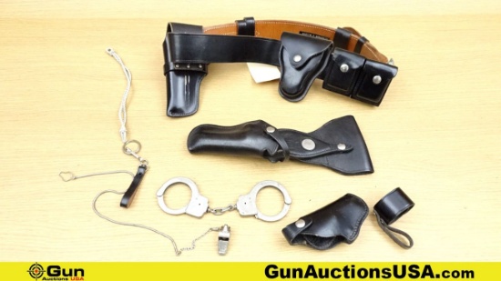 Bucheimer Handcuffs, Police Belt, Etc.. Lot of 8 1960's Vintage Police ...