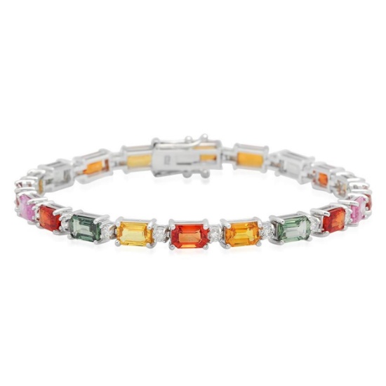 18K Gold 14.58ct Fancy Color Sapphire 0.87ct Diamond Bracelet | Jewelry, Gemstones & Watches ...