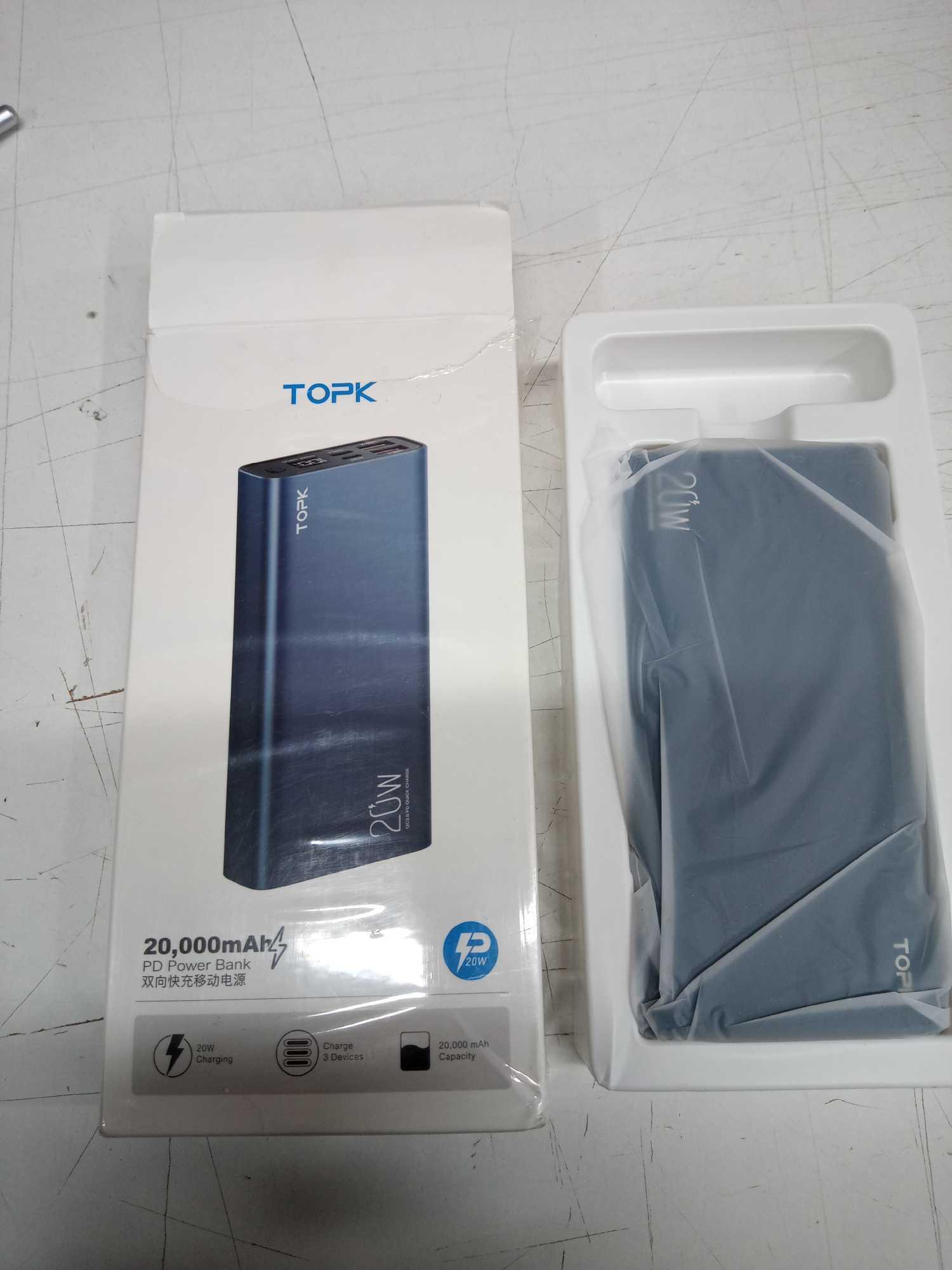 TOPK Power Bank, 20W USB C Fast Charging 20000mAh | Proxibid