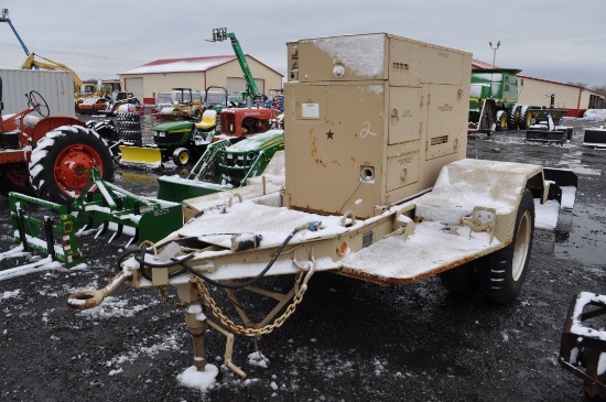15KW 50/60 HZ army generator on cart, 6hrs, 120V or 3 phase, new ...