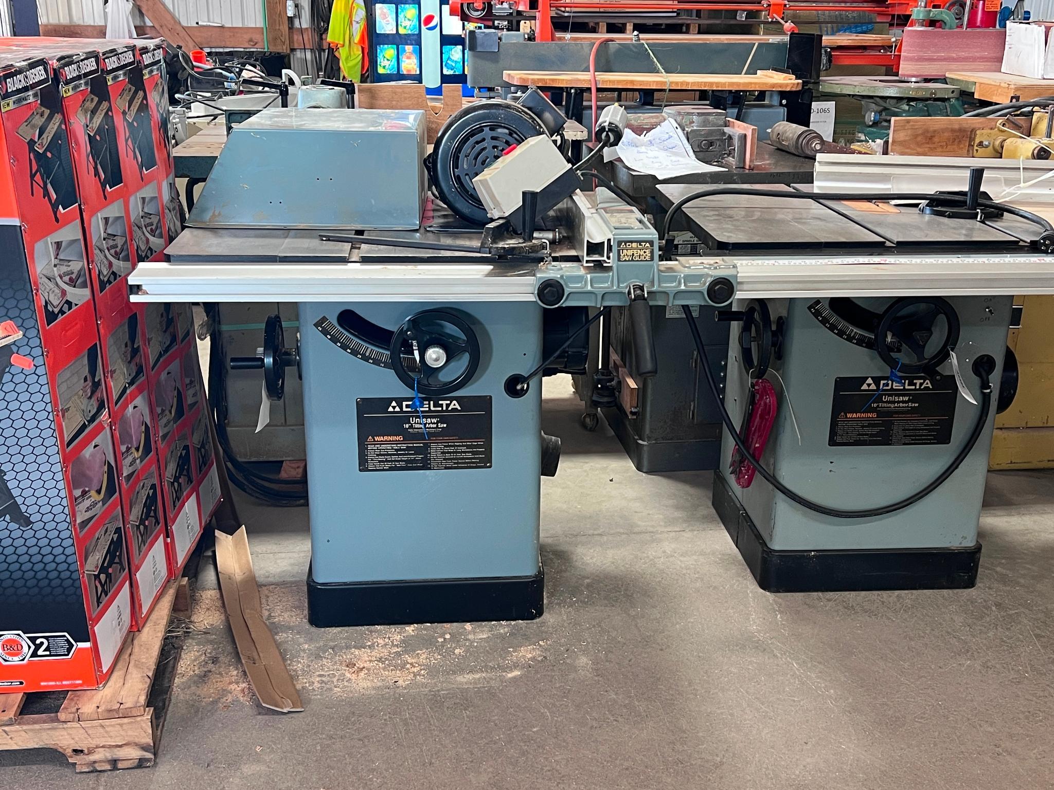 Delta model unisaw 10" tablesaw w/ fence sells | Proxibid