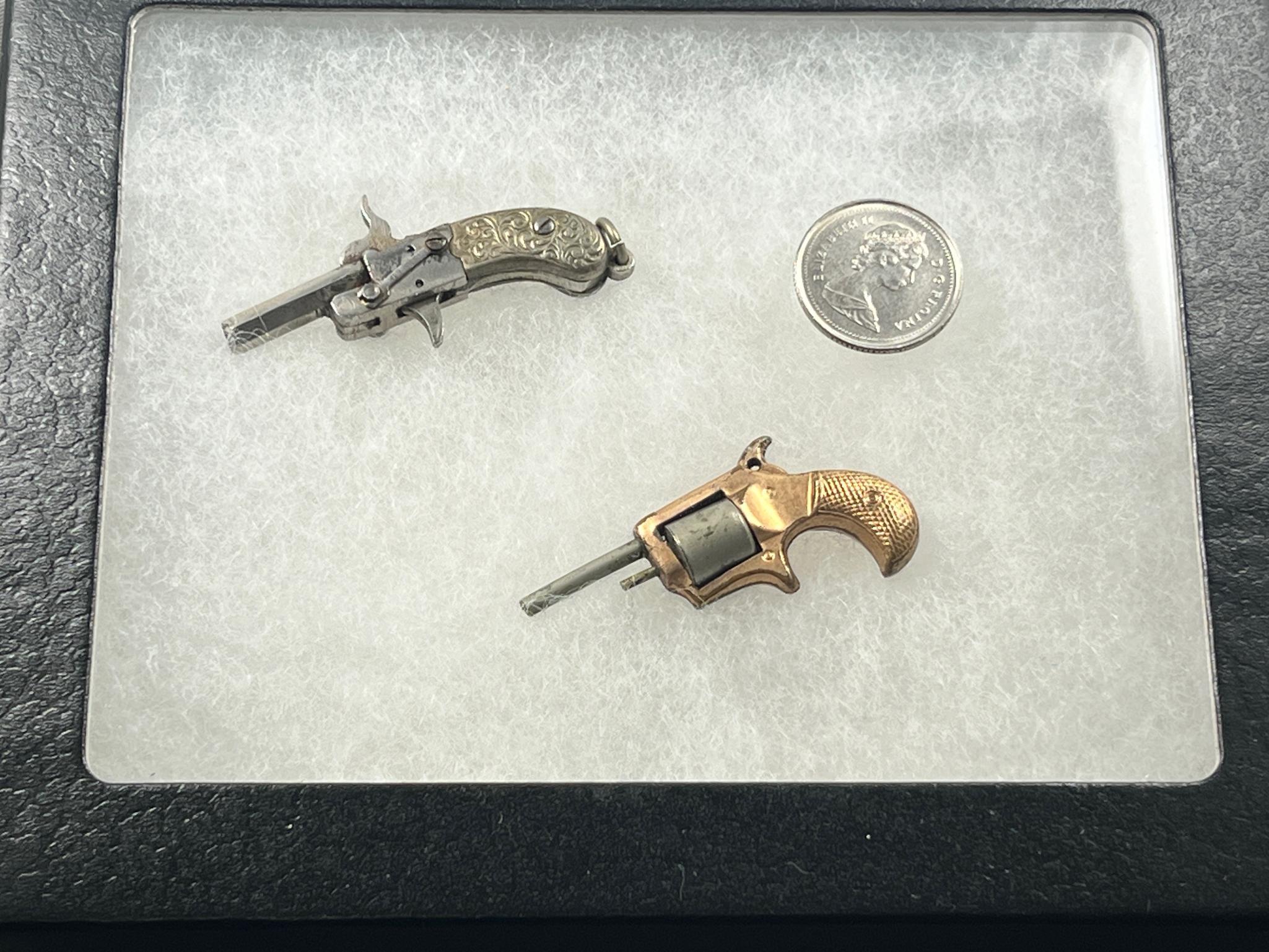 Pair of Miniature doll sized cap guns, see dime | Proxibid