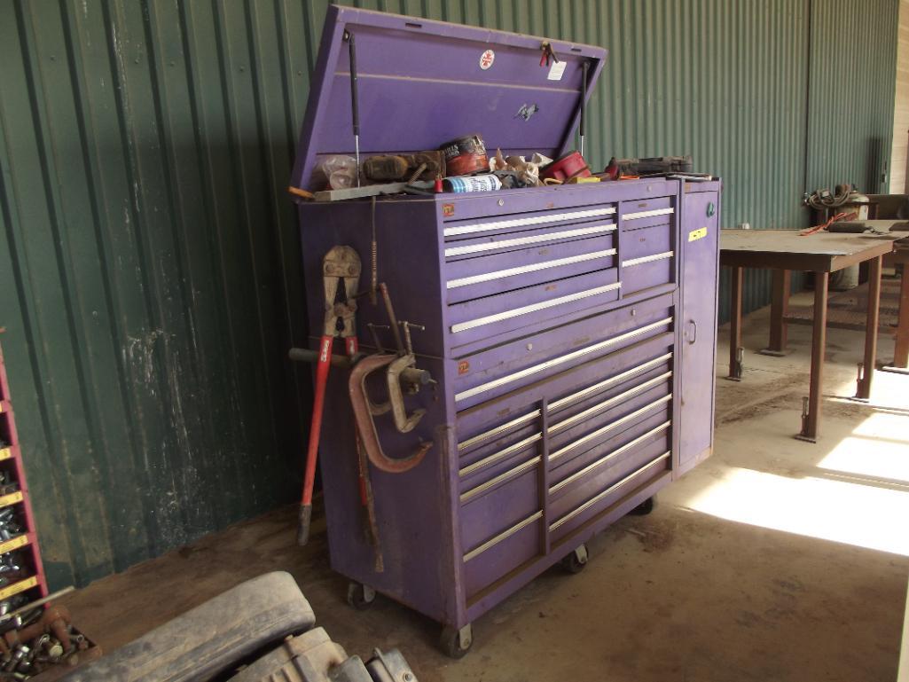 16 DRAWER ROLL AROUND TOOL BOX W/TOOL CABINET & | Proxibid