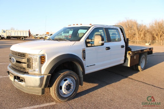 2020 FORD F550 4X4 CREW CAB FLATBED, S/N 1FD0W5HT3KEG49318, DIESEL ENG ...