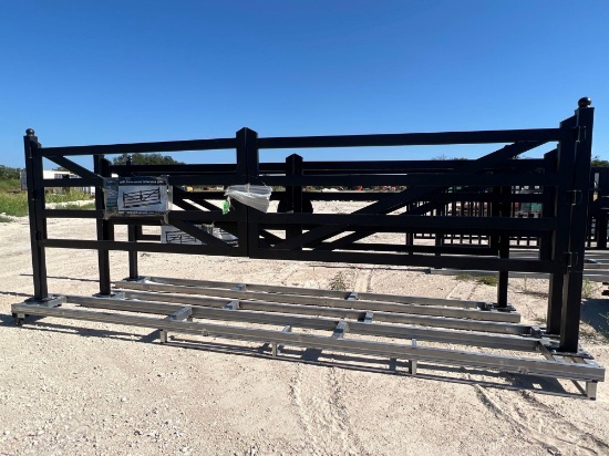 20 ' Metal driveway gate - horizontal bars-... bi parting with center ...