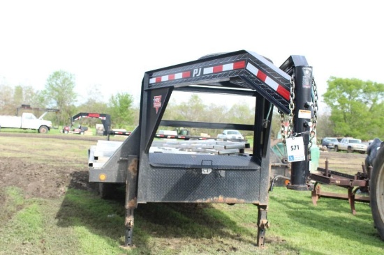 2020 PJ 22' GOOSENECK FLATBED TRAILER, TANDEM AXLE, SN:1355730, POWER ...