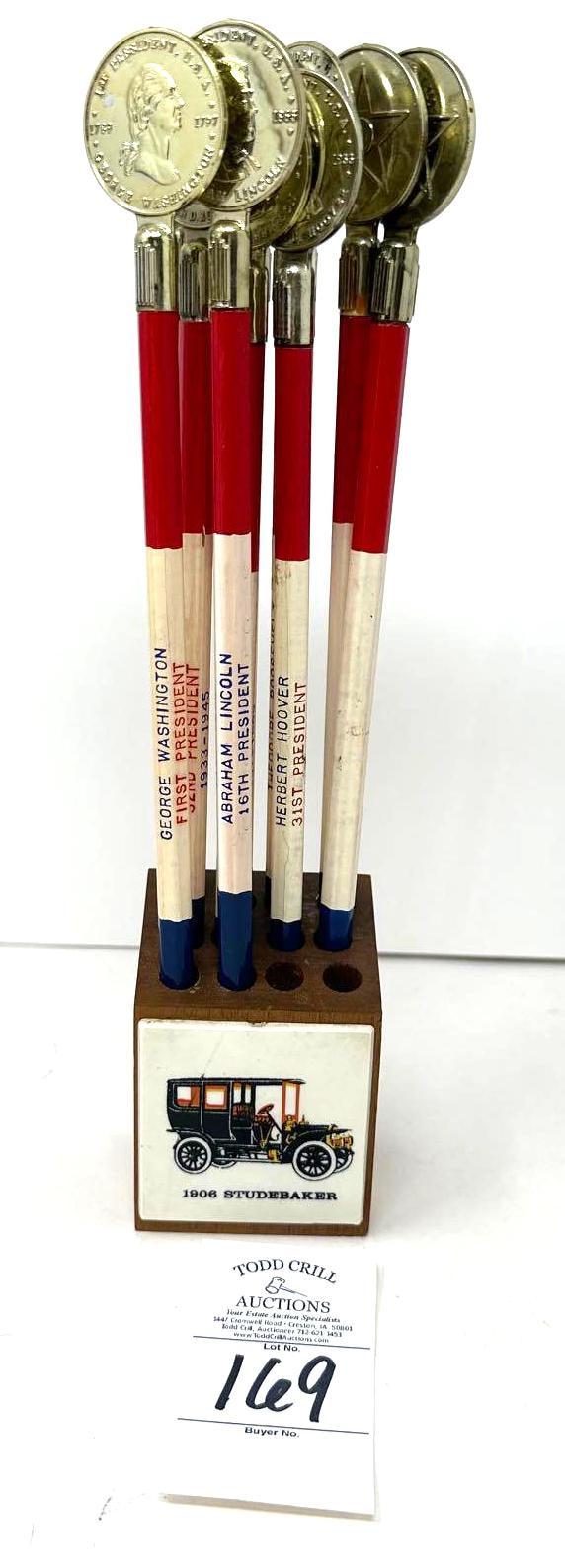 10 - VINTAGE PRESIDENTIAL PENCILS WITH COIN | Proxibid