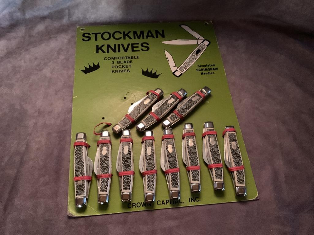 CARDBOARD STOCKMAN KNIVES DISPLAY W/ KNIVES | Proxibid