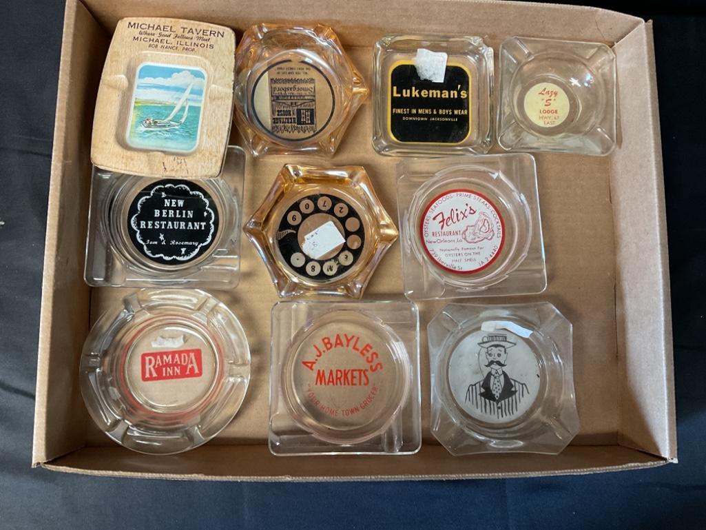 ASSORTED VINTAGE ADVERTISING ASH TRAYS | Proxibid