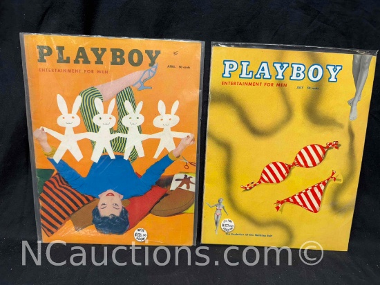 Pair of Vintage Playboy magazines July 1954 and April 1955 w ...