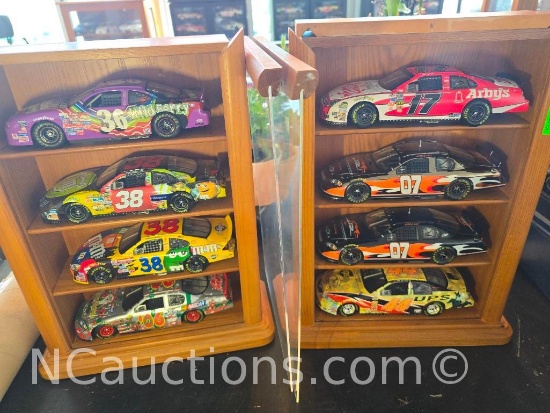 NASCAR 1:24 Scale Die Cast Cars #36 Wild Berry x8 Cars Wooden Display ...