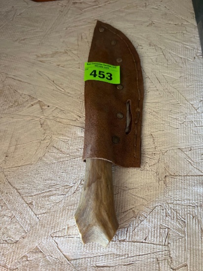 T Dear antler handled knife with sheath | Online Auctions | Proxibid