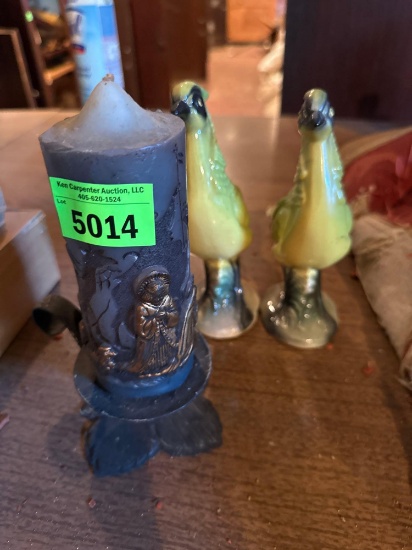 Decor candle and matching bird figurines | Estate & Personal Property ...