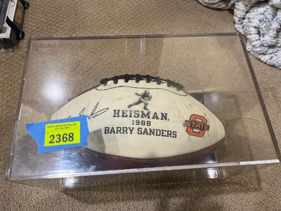Barry sanders autographed football in display case | Estate & Personal ...