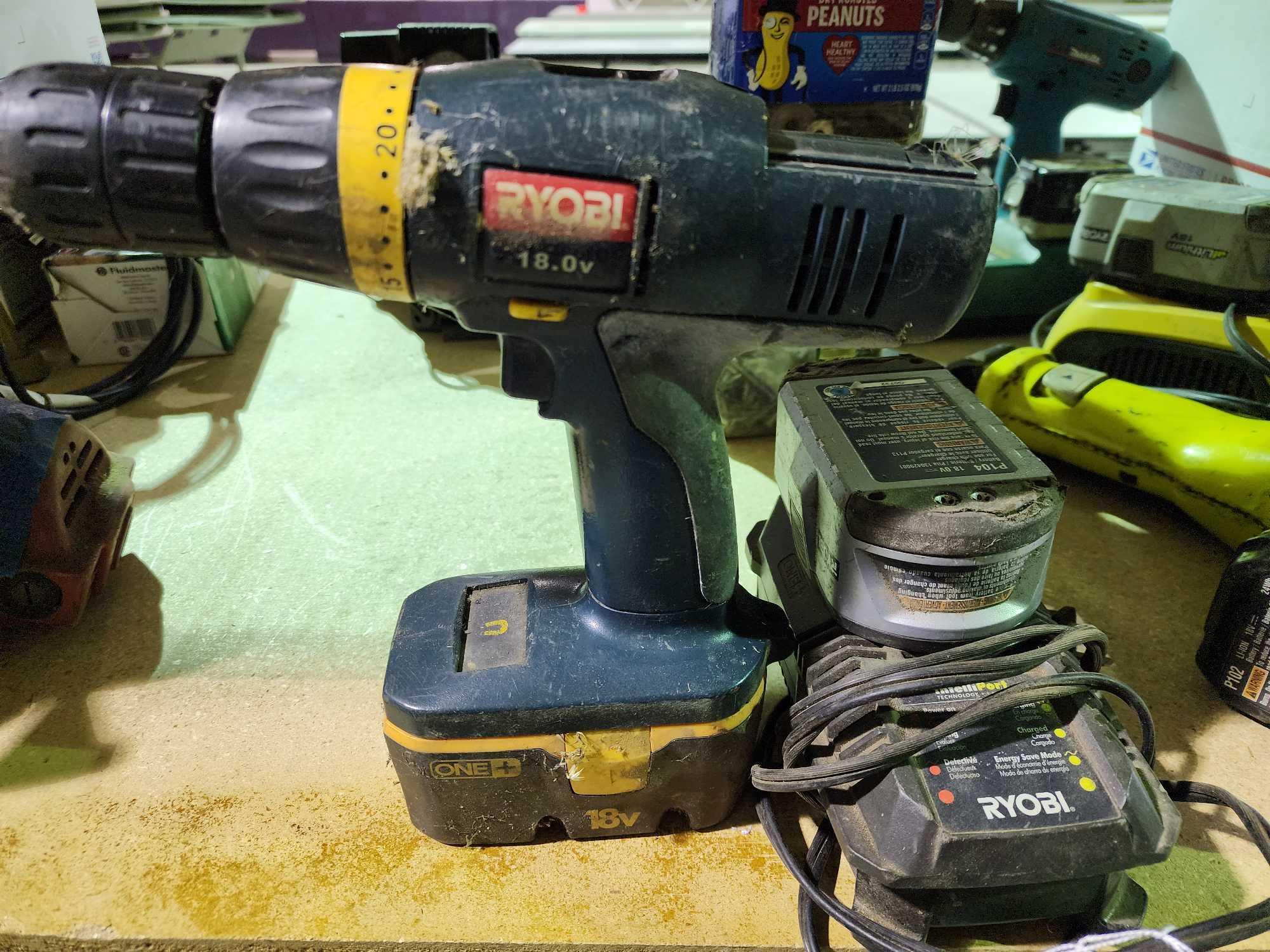 RYOBI 3/8" battery drill with charger and two | Proxibid