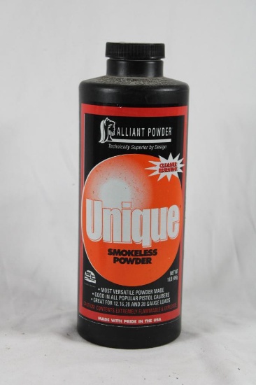 One full bottle of Alliant Unique powder. WILL NOT SHIP, PICK-UP ONLY ...