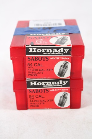 Two boxes of Hornady 54 cal Sabots with 44 cal 240 gr XTP. Count 30 ...