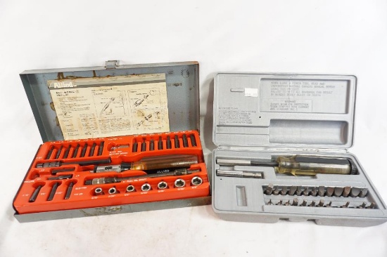 One Allied reversible ratchet driver set in metal box and one B-Square ...