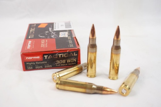 One box of Norma tactical .308 Win 150gr FMJ, 20 count | Guns ...
