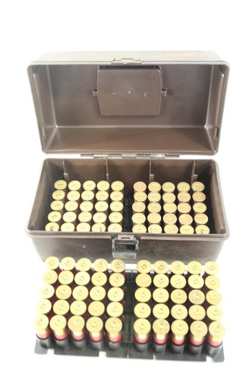 One plastic Flambeau shot shell box with 100 rounds of 12 ga shells ...