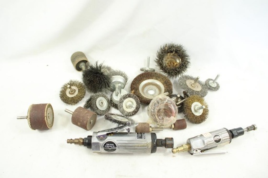 Box of small wire wheels and two air grinders. | Heavy Construction ...