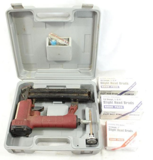 One pneumatic brad nailer, and three boxes of slight head brads for ...