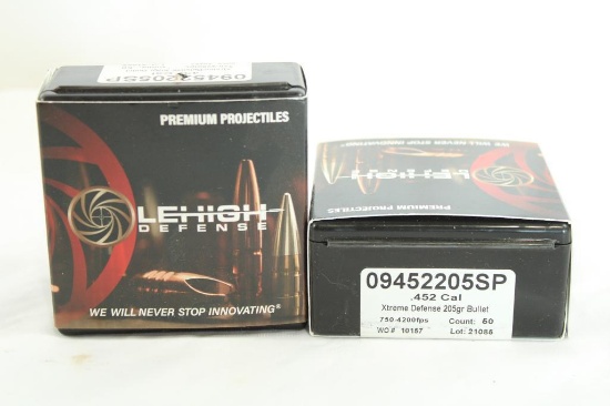 Two boxes of Lehigh Defense .452 Cal Xtreme Defense 205gr bullets, 100 ...