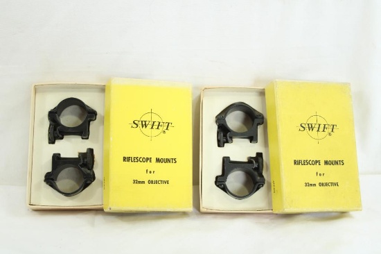 Three sets of Swift rifle scope mounts for 32MM objective, new in boxes ...