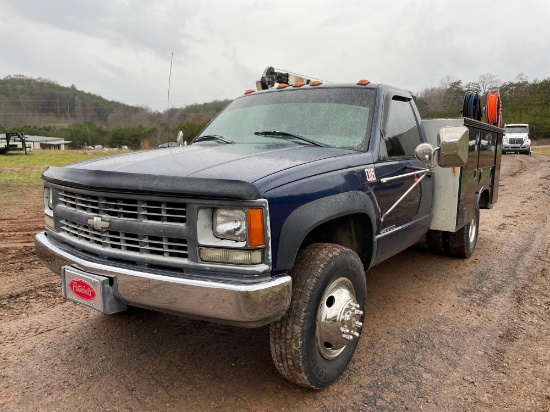 1998 Chevrolet K3500 Service Truck with Crane, VIN # 1GBJK34RXWF068681 ...