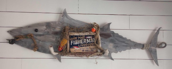 Large Unique Rustic Vintage Wood Fishing Sign | Art, Antiques ...