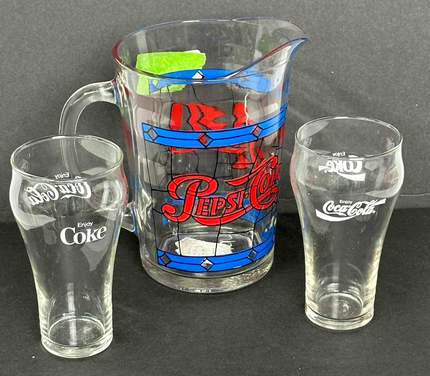 Pepsi Pitcher, Glasses | Proxibid