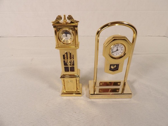 (2) BULOVA MINIATURE CLOCKS. GRANDFATHERS STYLE AND WALL CLOCK WITH ...