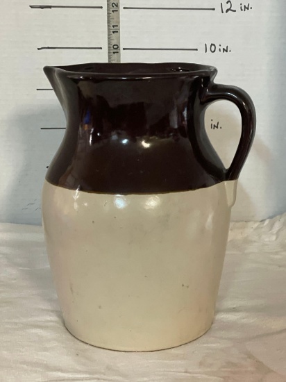 Vintage USA Two- Tone Stoneware Milk Pitcher 3 1/2 Quart | Estate ...