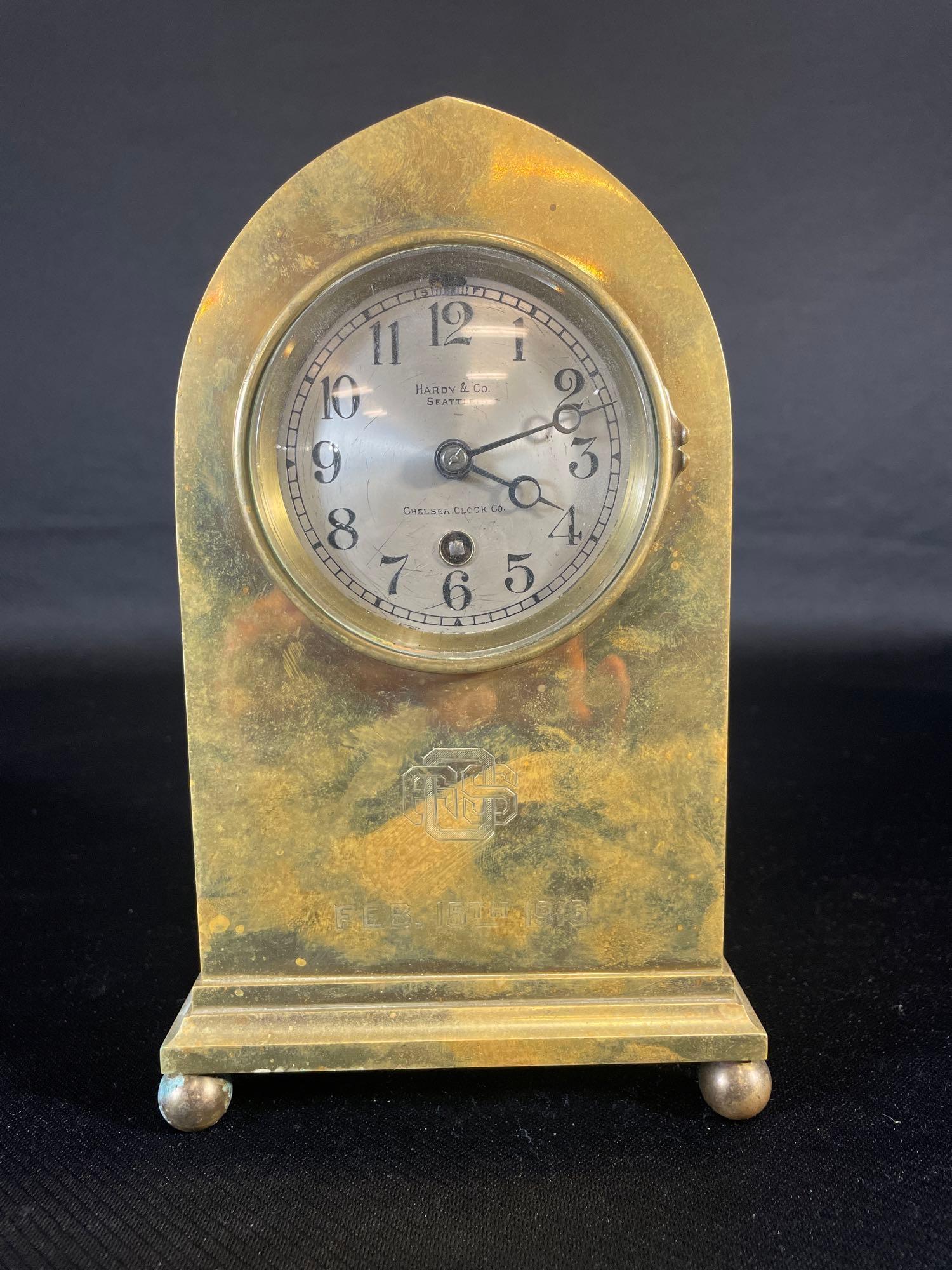 Chelsea Hardy & Co. Seattle 8-1/2" brass clock | Proxibid