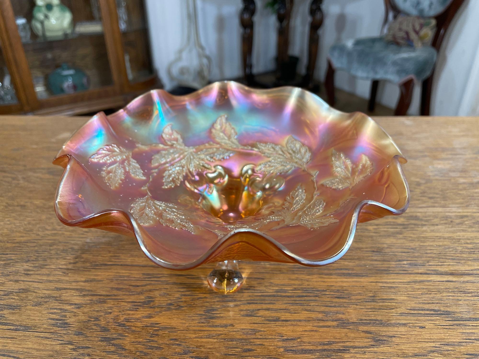 Marigold Carnival Glass "Dugan" Cherry Pattern | Proxibid