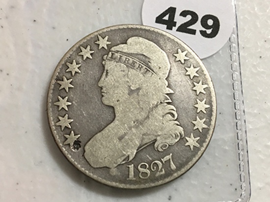 1827 Bust Half, Curl Base 2 | Online Auctions | Proxibid