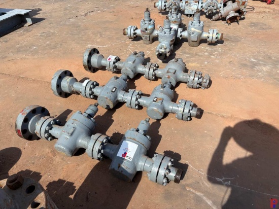 (6) 2-1/16 10K GATE VALVES W/ 2 1502 WECO FLANGES & 4X2 ADAPTER SPOOLS ...